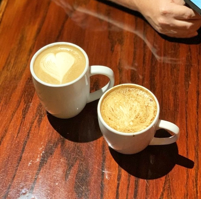 Coffee art that's too pretty to drink&mdash;almost. These lattes aren't just beverages; they're warm, caffeinated hugs in matching mugs.