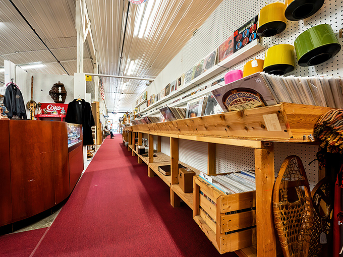 Vinyl heaven awaits music lovers. These wooden bins hold more musical history than your first three concert t-shirts combined.