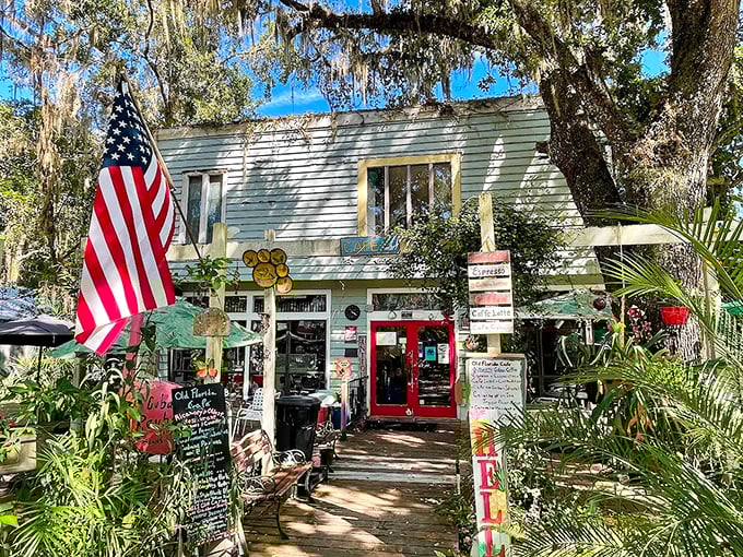 Old Florida Caf&eacute; bursts with character and color, where American flags wave alongside hand-painted signs, promising homestyle comfort that no chain restaurant could replicate. 