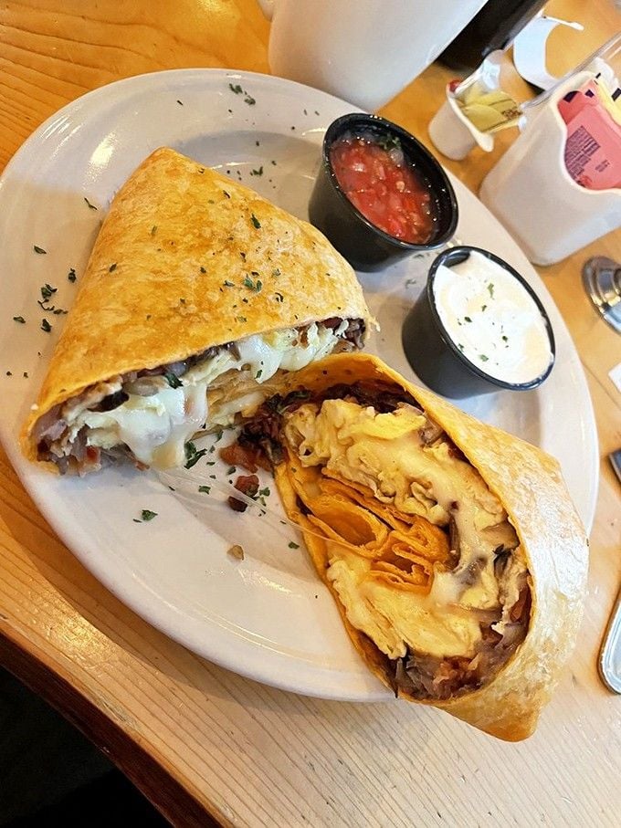 This omelette wrap proves that sometimes the best innovations come from wrapping familiar favorites in unexpected, delicious new packages.