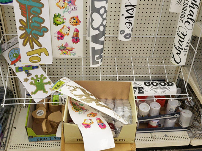 Craft supplies that whisper possibilities to DIY enthusiasts and desperate parents facing school project deadlines with equal enthusiasm.