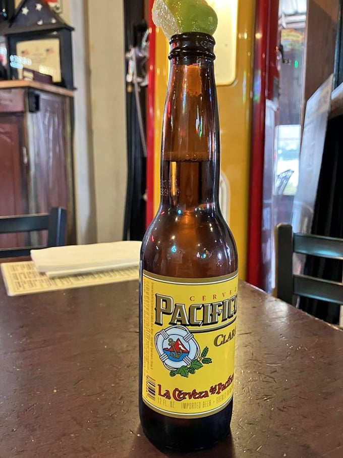 A cold Pacifico&mdash;because sometimes the perfect accompaniment to a great burger is a beer that knows how to get out of the way.