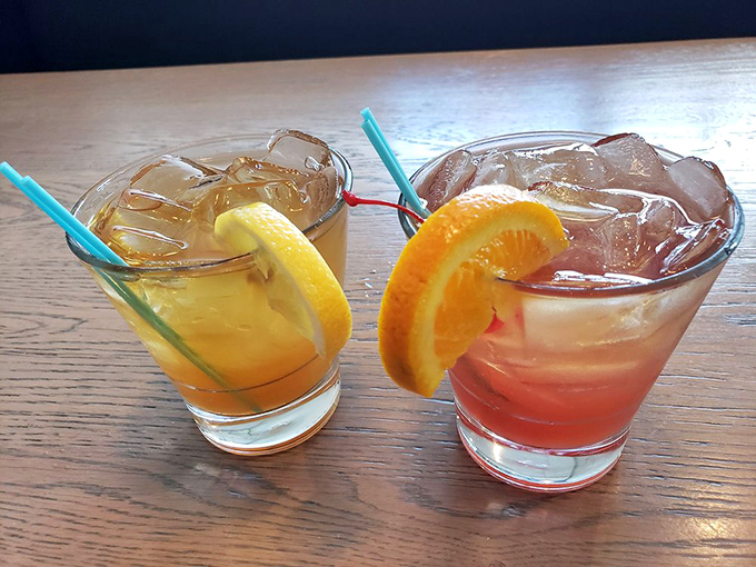 Cocktail hour done right&mdash;a refreshing peach sweet tea and tropical Tiki Rum Mai Tai offer liquid sunshine, regardless of the weather outside.