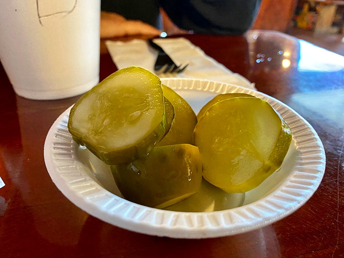 In the barbecue world, these pickles aren't just garnish—they're essential acid that cuts through the rich, smoky meat.