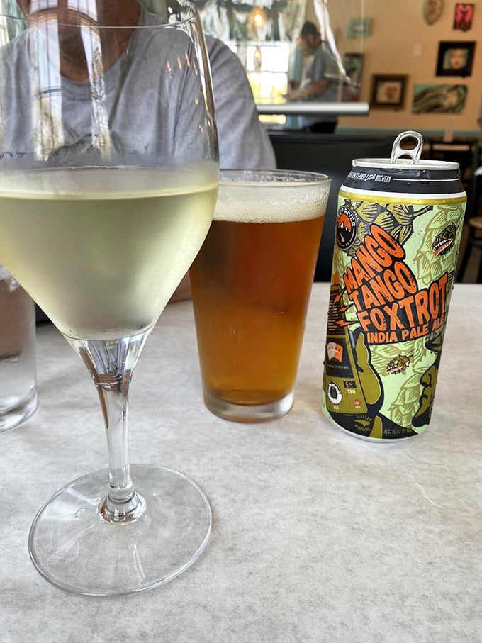 The perfect Outer Banks pairing: chilled white wine and local craft beer. One sip and suddenly those vacation emails seem very, very far away.