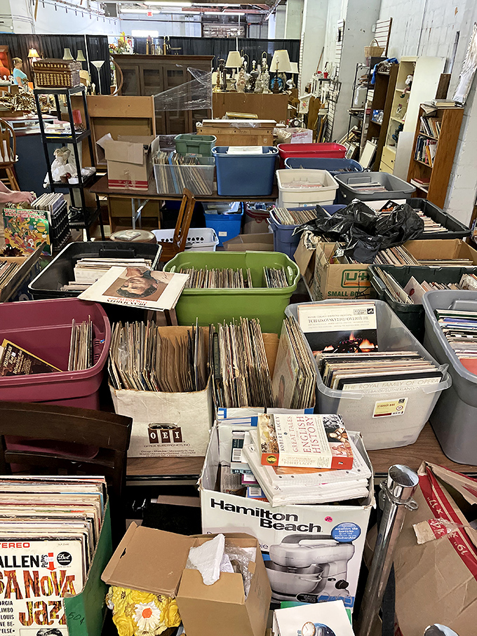 Vinyl paradise for analog souls. Dig through these crates and you'll lose track of time faster than you can say "rare B-side."