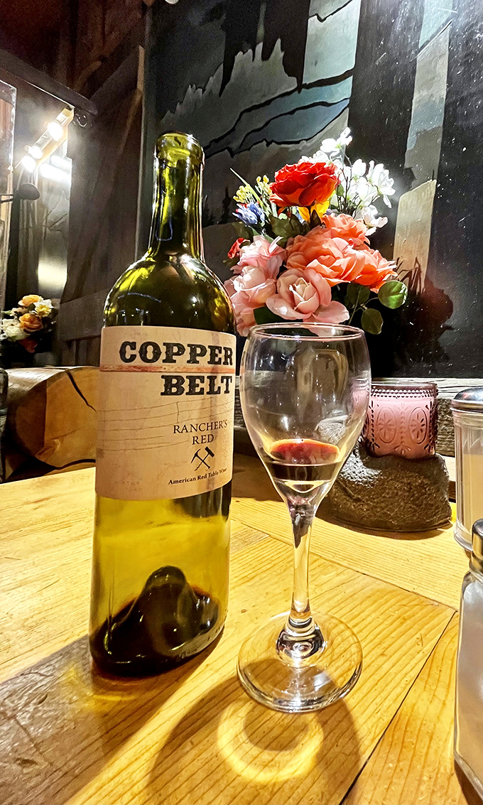 Even cowboys appreciate a good wine pairing. The Copper Belt Ranchers Red stands ready to complement your steak in this rustic-meets-refined dining experience.