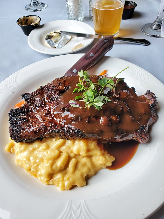 This isn't just roast beef &ndash; it's a masterclass in patience. Fork-tender meat swimming in rich gravy alongside mac and cheese that puts childhood memories to shame.