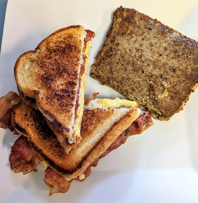 This sandwich isn't just toasted, it's been introduced to heat with the perfect amount of pressure and respect it deserves.