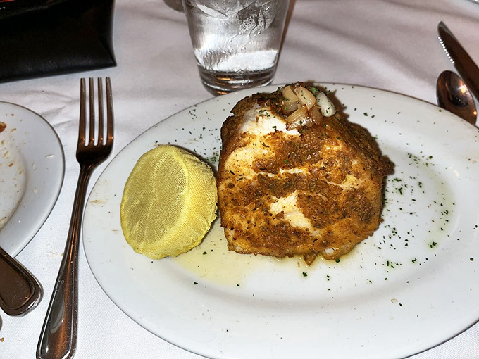 This sea bass has been seasoned and seared with such precision, it might make you temporarily forget you came for steak.