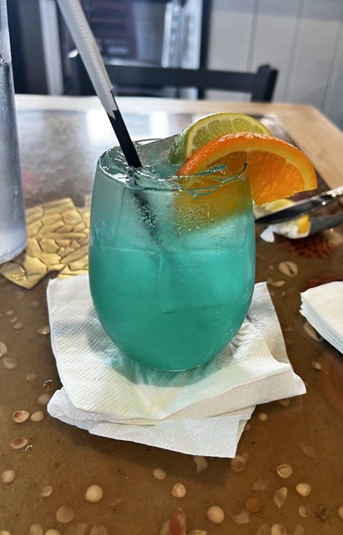 Electric blue and vacation-ready, this seafoam sangria isn't just a drink&mdash;it's liquid escapism with citrus accents and Instagram appeal.