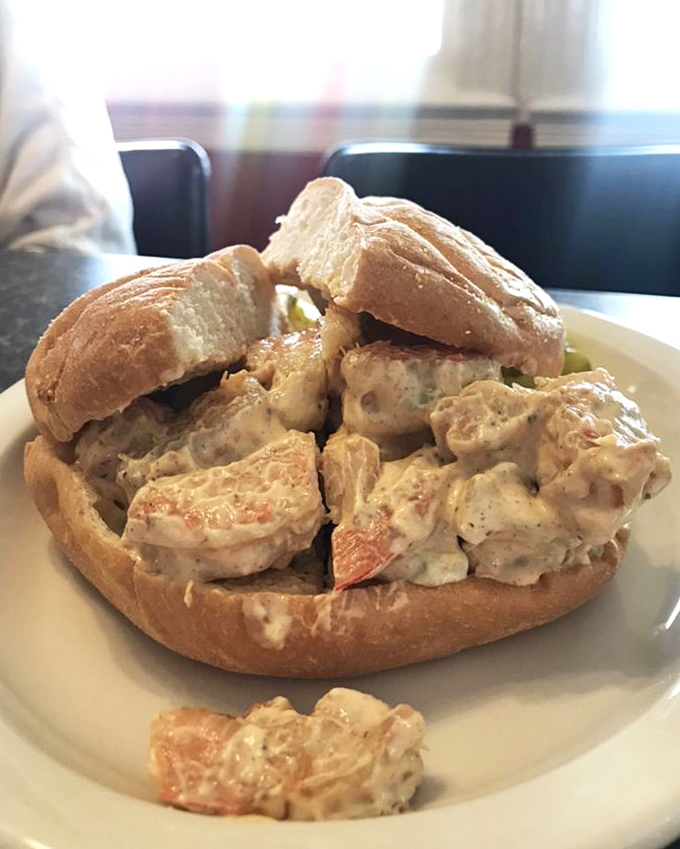 This shrimp salad sandwich looks like it's auditioning for the seafood hall of fame&mdash;generous, creamy, and ready for its close-up.