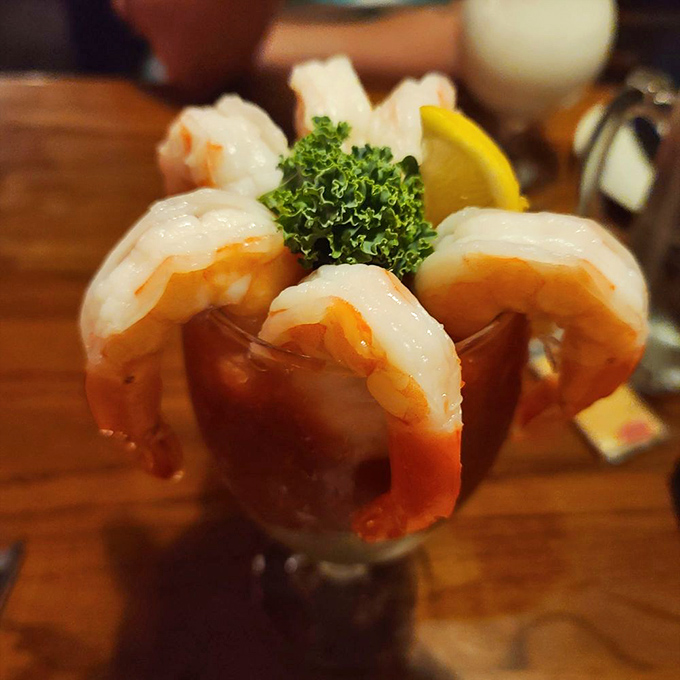 Shrimp cocktail that stands at attention &ndash; plump soldiers of seafood ready to dive into that zesty sauce. A classic done right. 