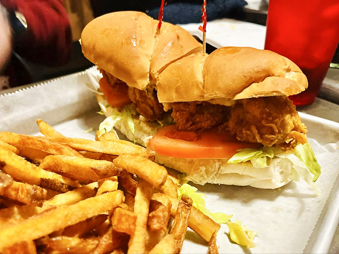 The fried shrimp po' boy&mdash;where the Gulf meets Michigan in a sandwich that demands both hands and your full attention.