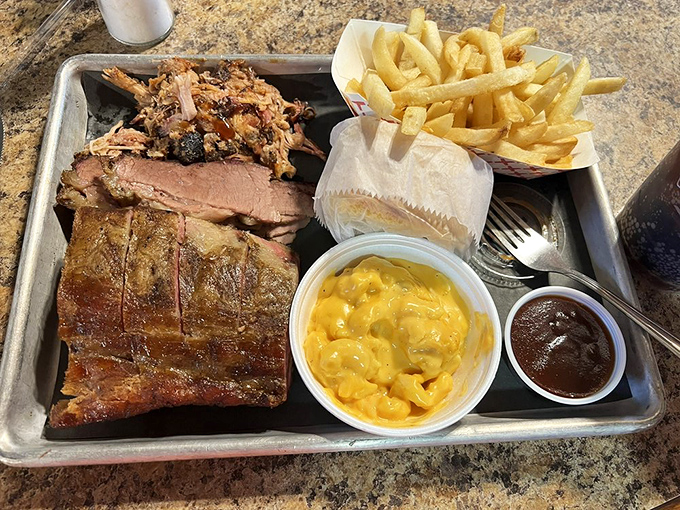 The barbecue sampler that solves life's greatest dilemma: "Which meat should I order?" The answer is clearly "All of them."