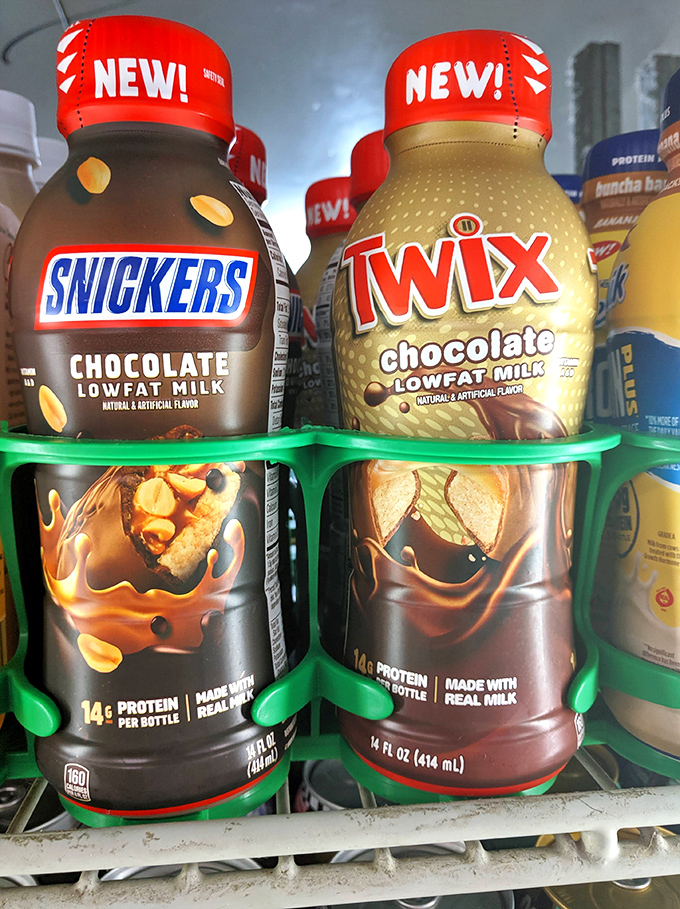 Even the drink cooler shows Malin's commitment to happiness – where else can you find Snickers and Twix in liquid form?