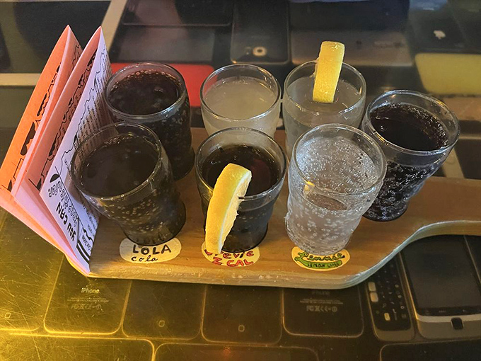 Flight of fancy! Sample an array of sodas served on wooden boards &ndash; a tasting experience that brings playground joy to grown-up palates.