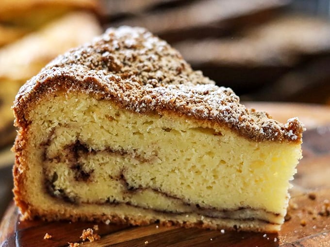 This coffee cake has layers of flavor like a good novel has plot twists – unexpected, delightful, and leaving you eager for the next bite.