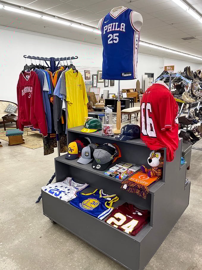 Sports memorabilia heaven where dedicated fans and casual bandwagoners alike can gear up without sacrificing next month's grocery budget.