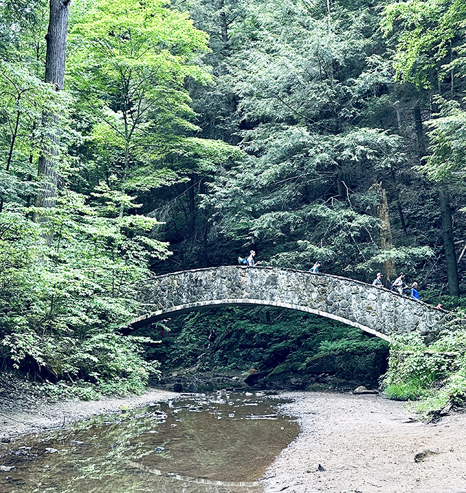 This stone bridge has witnessed countless first dates, family photos, and the occasional "I thought you brought the snacks" argument.