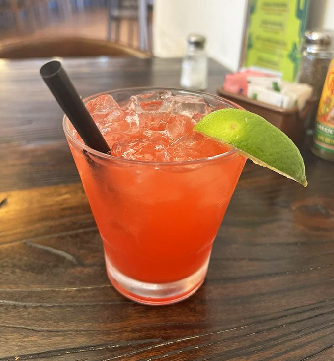 A strawberry margarita that's the color of an Arizona sunset, rimmed with lime and promising just the right balance of sweet, tart, and "maybe I'll have another."
