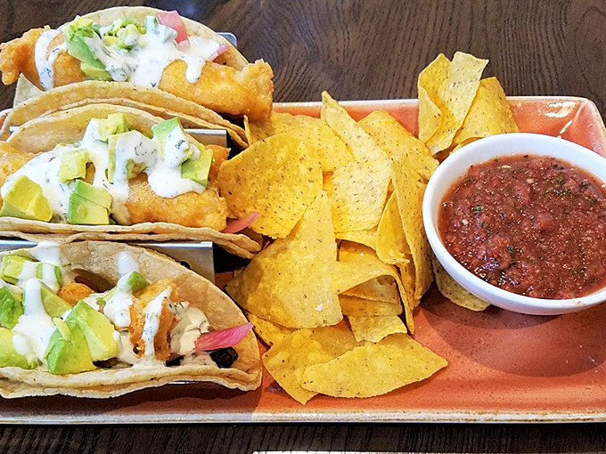 Street tacos that bring the fiesta to Indiana &ndash; crispy fish, creamy sauce, and fresh toppings. No passport required for this south-of-the-border flavor journey.