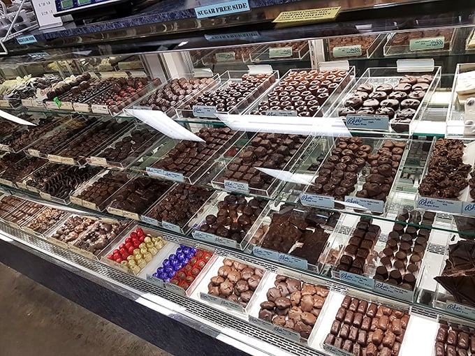 Chocolate temptation in display case form &ndash; resistance is futile when faced with rows of handcrafted confections that put factory-made candy bars to shame.