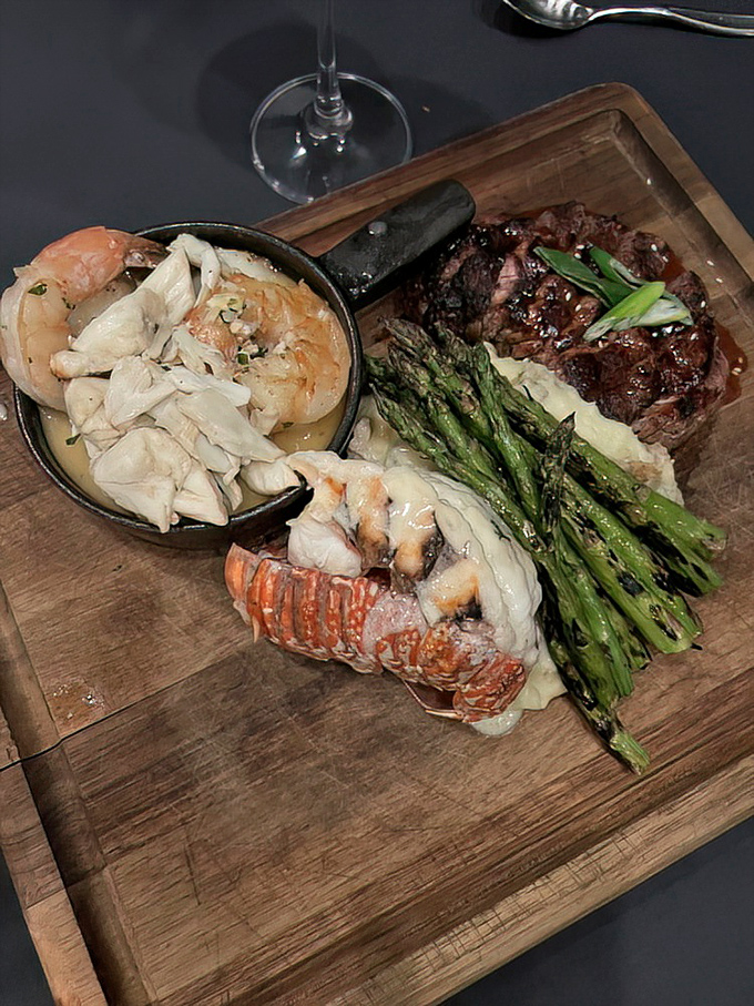 The surf and turf board that launched a thousand food dreams&mdash;lobster, steak, and asparagus forming the holy trinity of special occasion dining.