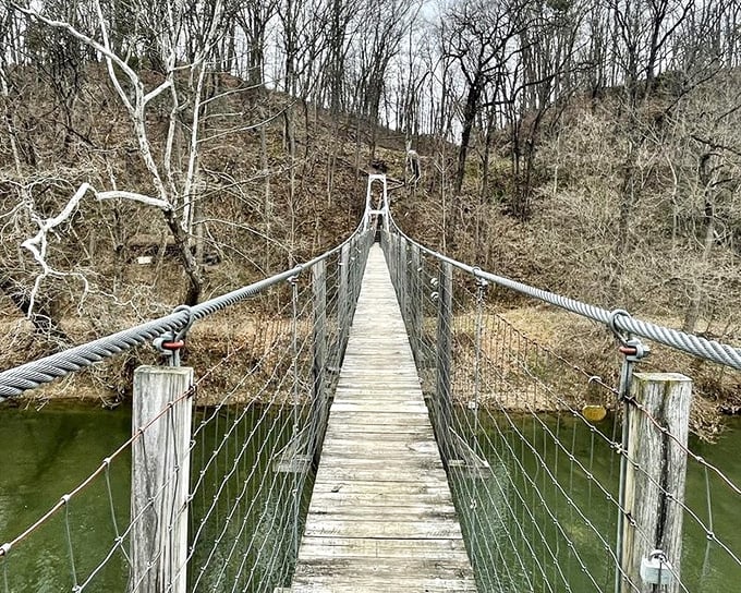 The swinging bridge adds just enough adventure to make your inner kid do a little happy dance.