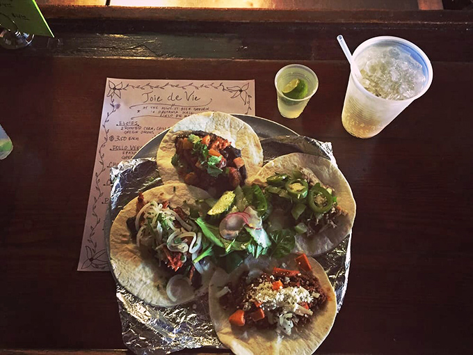 Tacos that tell a story of cultural fusion&mdash;where New Orleans meets Mexico on a handmade tortilla. The garnishes add color like confetti at a flavor parade.