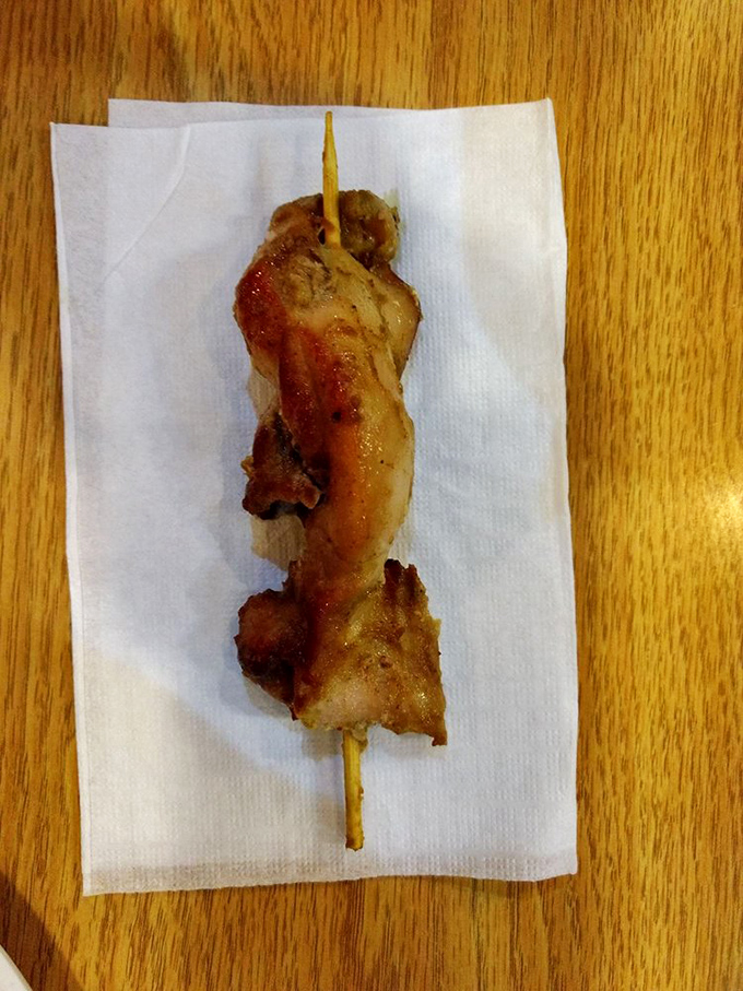 A simple chicken skewer that somehow manages to stay juicy under heat lamps &ndash; the buffet equivalent of finding a unicorn.