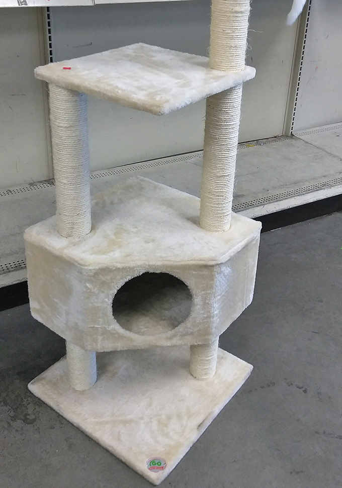 For less than the price of fancy cat food, Fluffy could be lounging on this gently-used feline palace while judging your other thrift choices.