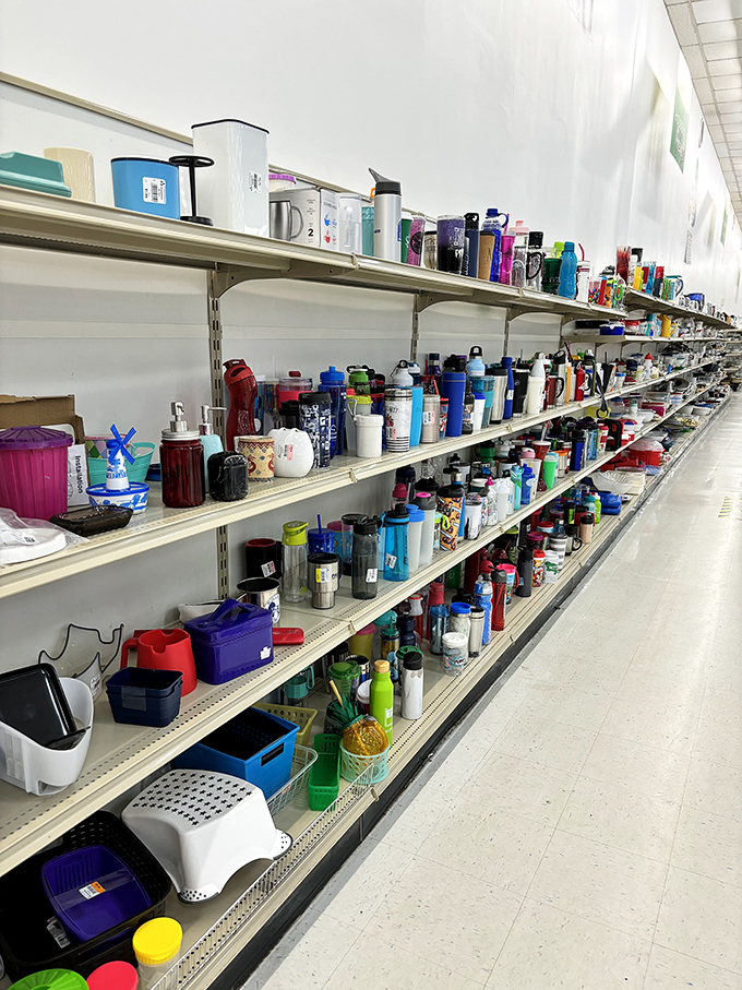 A hydration station of epic proportions. One person's abandoned water bottle collection becomes another's matched set of sustainable sippers.