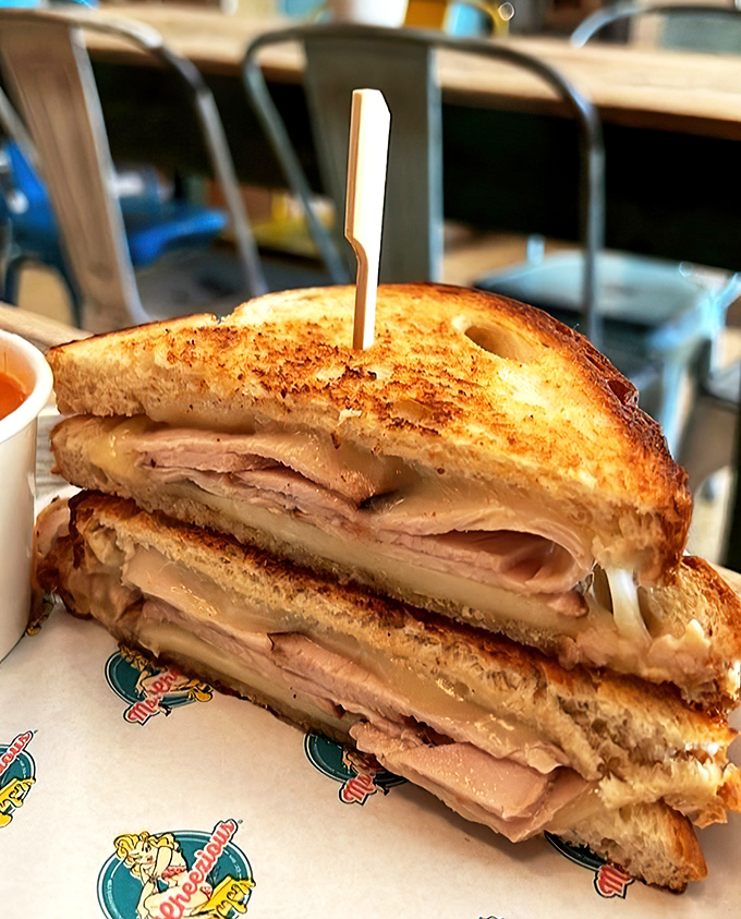 Layers of turkey and melted cheese create the sandwich equivalent of a warm hug from your favorite aunt.