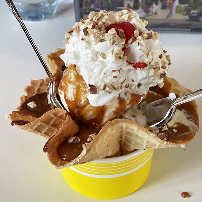 Caramel, chocolate, and ice cream perform a perfect three-part harmony in this Turtle Sundae that would make Mozart jealous.