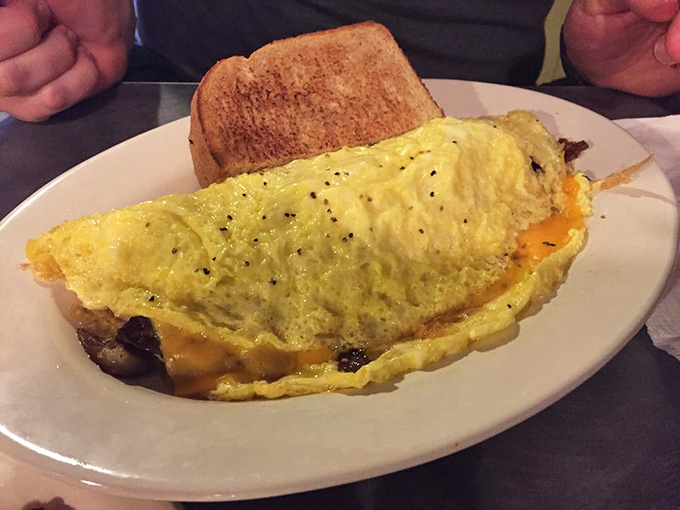 This omelet doesn't just fold eggs—it folds dreams, cheese, and enough fillings to make you forget whatever happened last night.