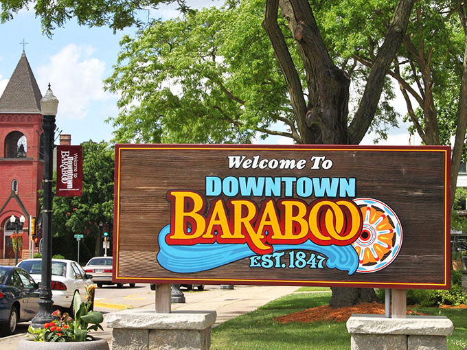 "Downtown Baraboo, Est. 1847"&mdash;when they were establishing towns long before anyone worried about having enough outlets to charge their devices.