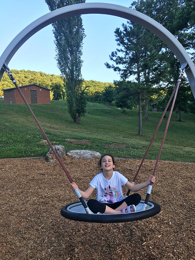 Childhood joy in adult-sized packages! This oversized swing proves you're never too old for playground thrills&mdash;especially with a view this good.