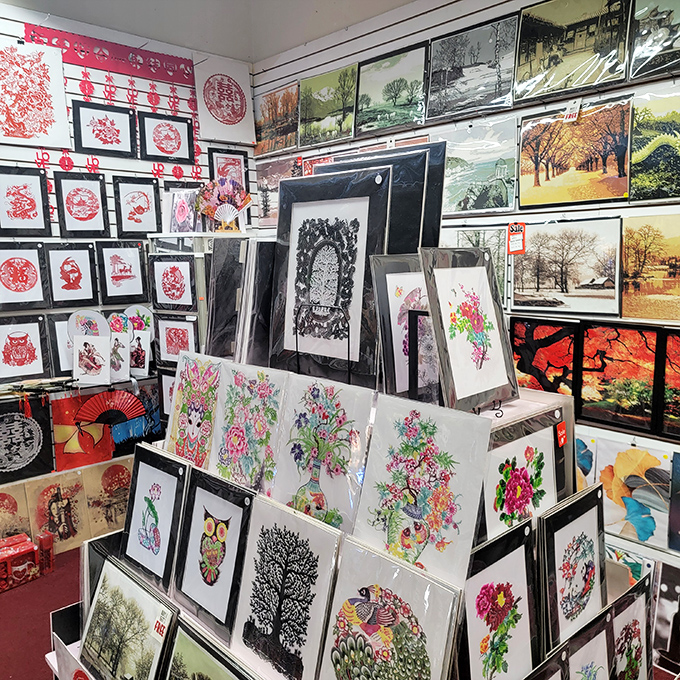 Art for every taste from delicate Chinese paper-cuts to landscape prints. Like a museum where everything has a price tag and nothing requires whispers.