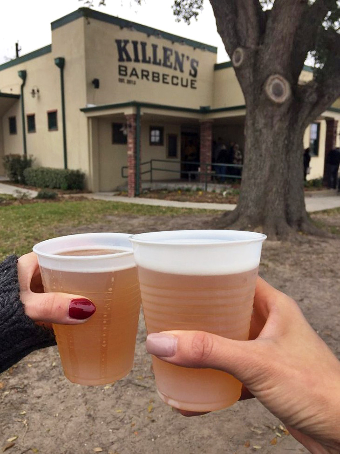 Nothing complements the wait for legendary barbecue like a cold beer in hand—the unofficial hydration station of BBQ pilgrims everywhere.