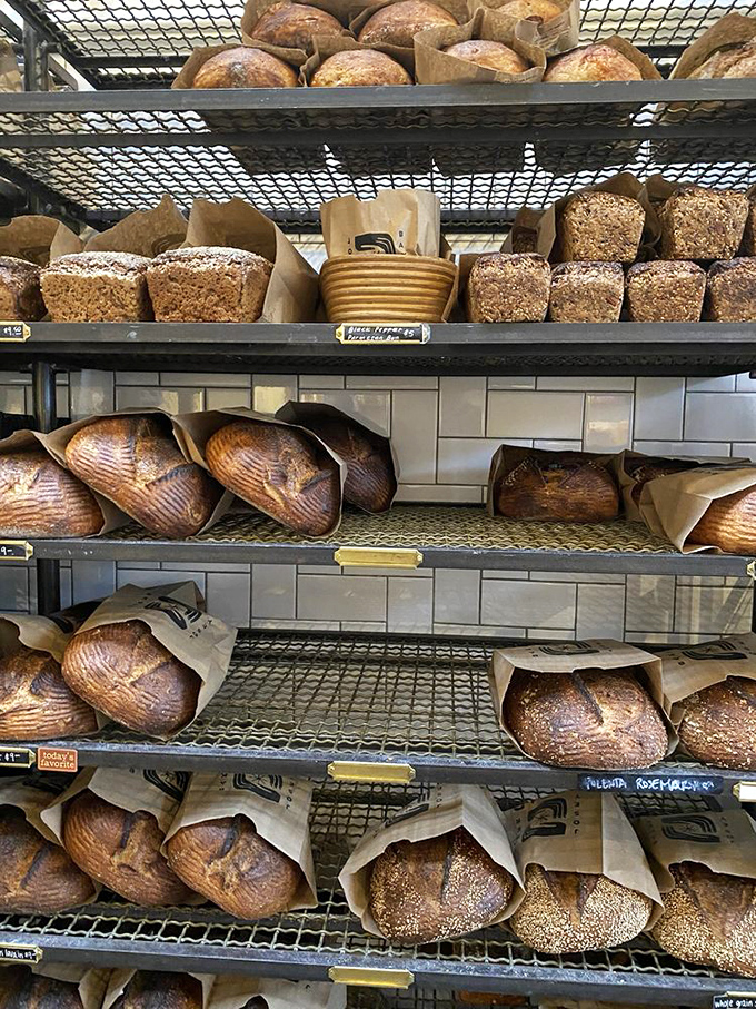 Fresh bread loaves lined up like edible soldiers, ready to become the foundation of your perfect meal. 
