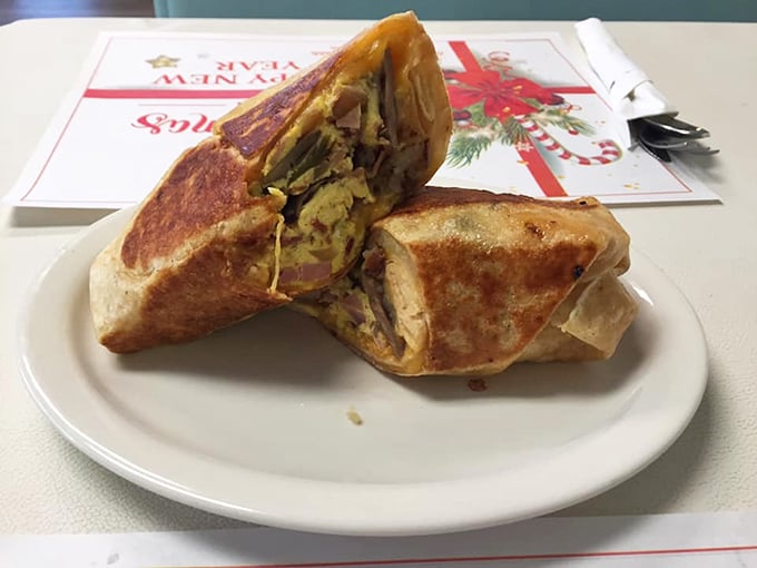 The breakfast burrito: mankind's greatest achievement in portable morning nutrition, expertly grilled and ready for its close-up.