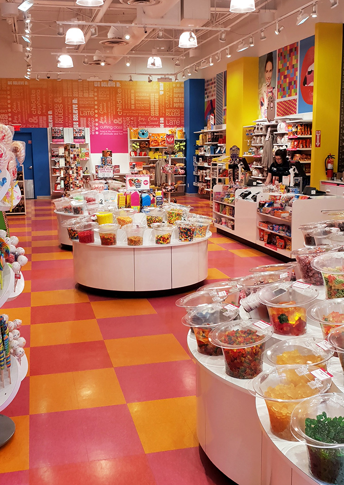 Candy wonderland where diets go to die and inner children come alive&mdash;a technicolor sugar paradise amid the shopping marathon.