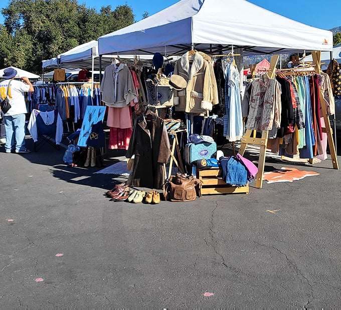 Vintage clothing hunters in their natural habitat. The thrill of the find keeps them coming back month after month.