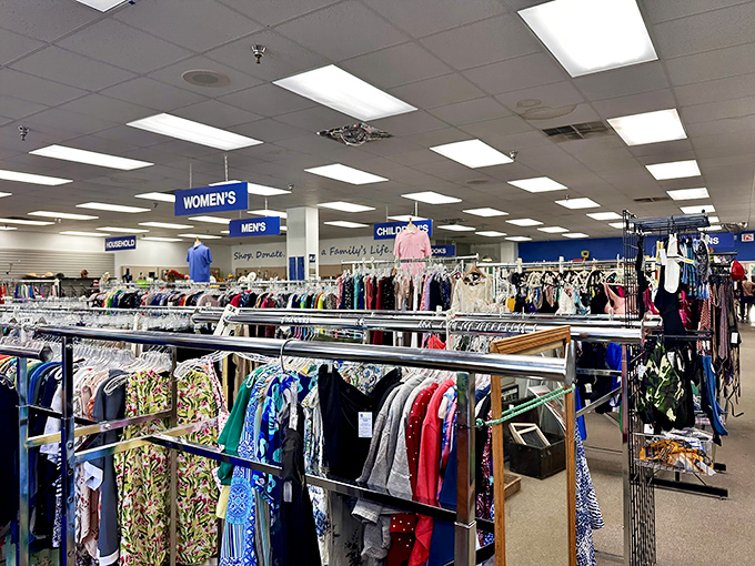 Department store organization meets bargain hunter's paradise&mdash;clear signage that actually helps you find what you're looking for. Revolutionary!