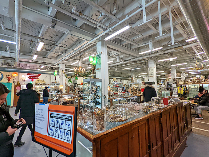 The main floor buzzes with treasure hunters scanning display cases, each person convinced they're about to discover the find of the century.