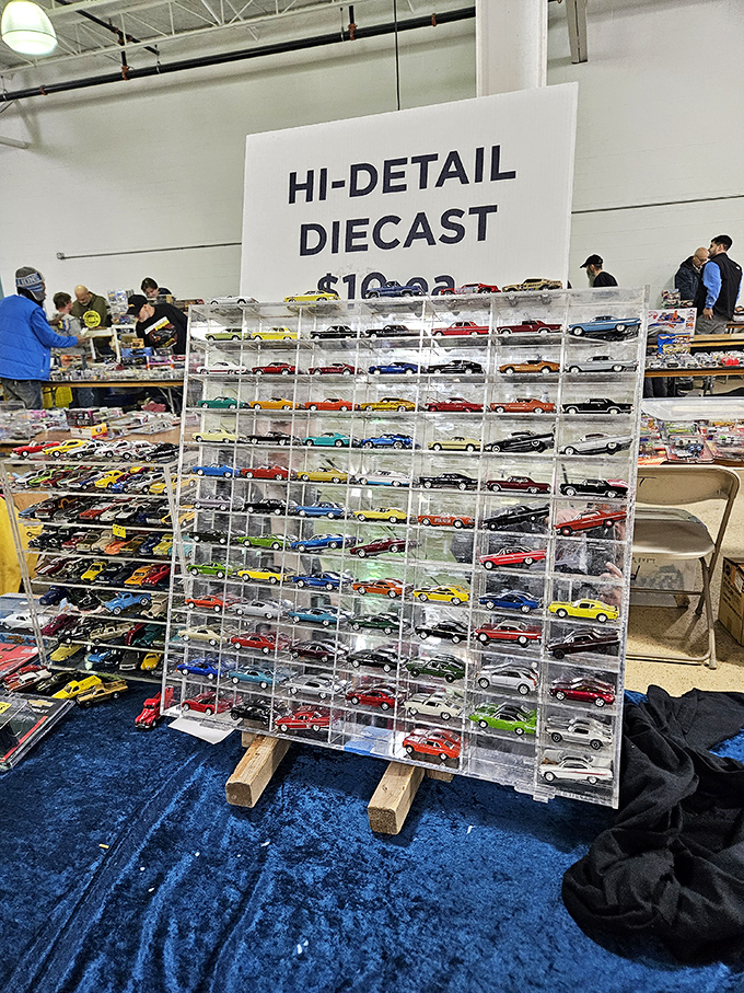 Miniature automotive dreams perfectly preserved &ndash; each tiny car represents someone's full-sized memory of the road not taken.