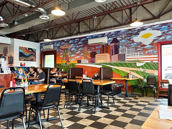 The mural celebrating Columbus makes this more than just a diner&mdash;it's a community canvas. Those tables have heard more local stories than a barber shop.