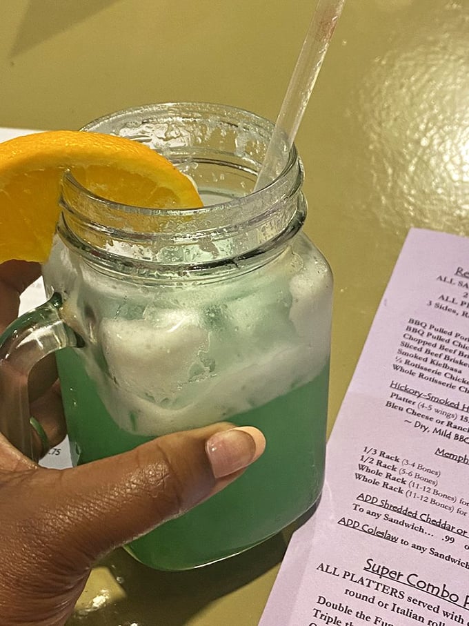 Even the drinks come with a side of Southern hospitality&mdash;this mason jar creation offers cool relief between bites of smoky, spicy goodness.