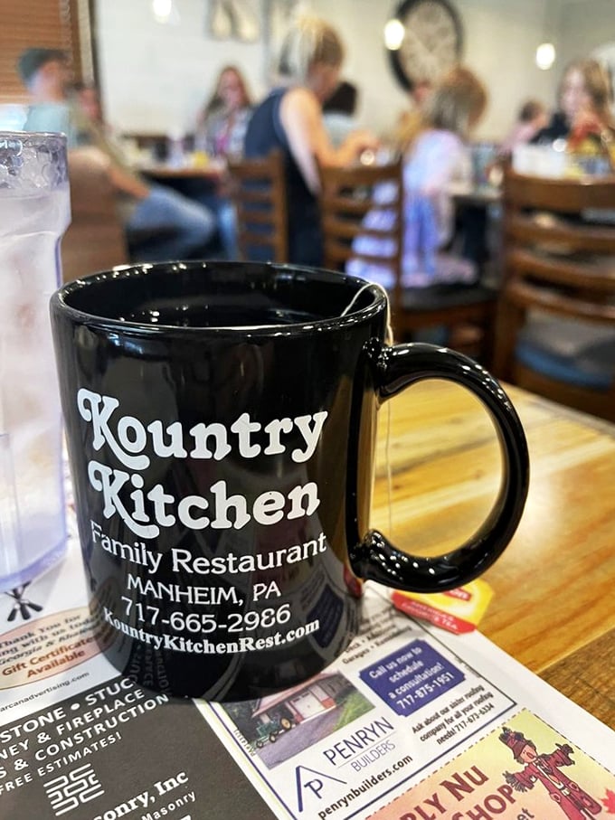 That black coffee mug&mdash;a portal to refills, conversation, and the simple pleasure of lingering over breakfast without anyone rushing you out.